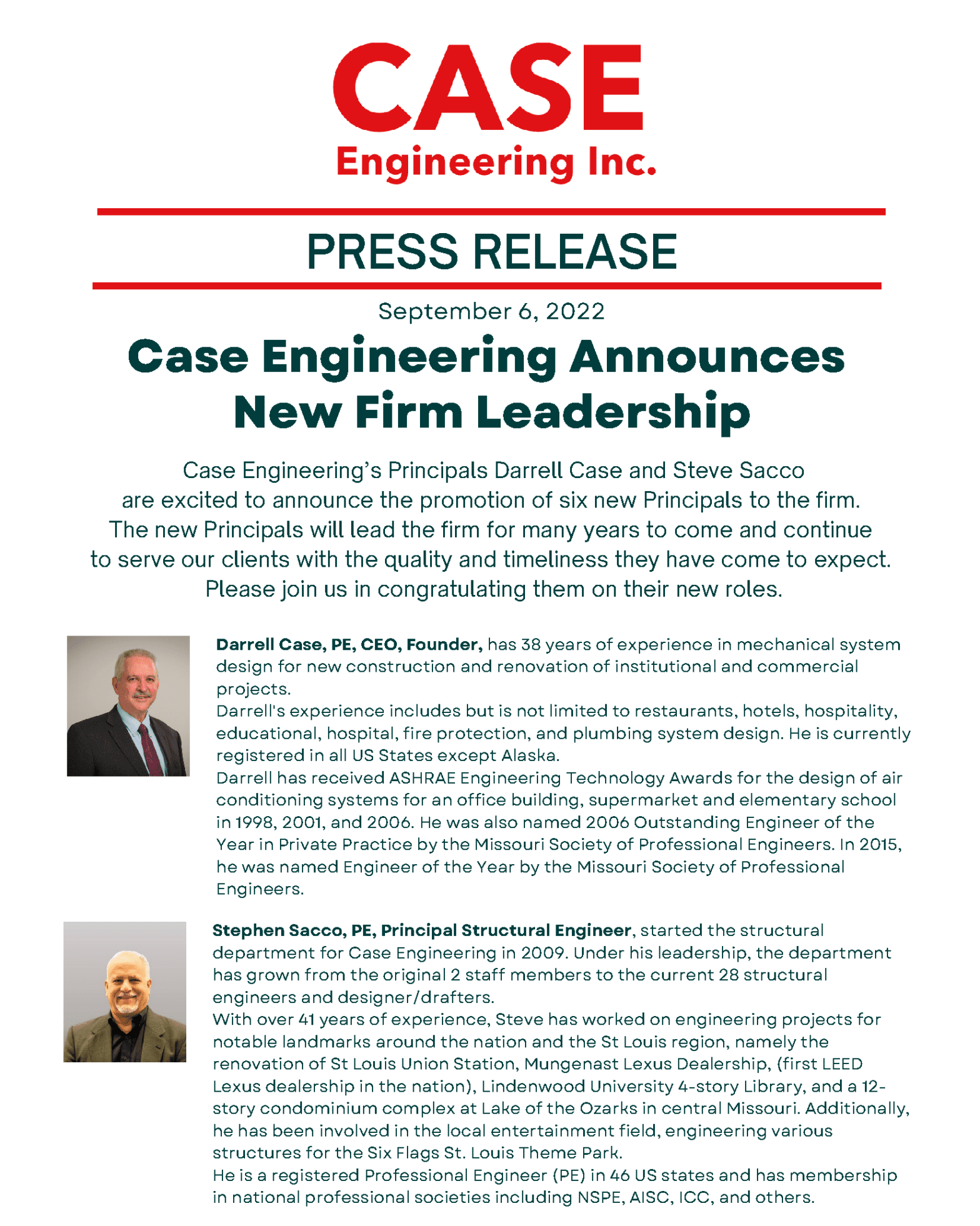 Case Engineering, Inc. expands leadership team – Case Engineering Inc.